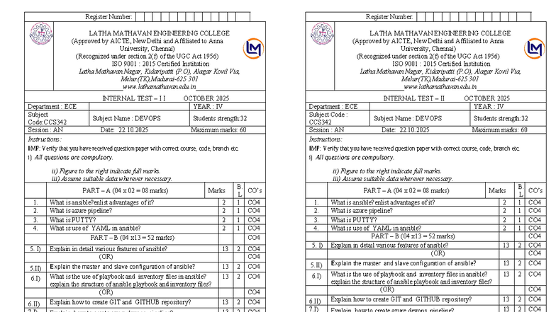 CCS342 DevOps Internal Test II - October 2025 - Studocu