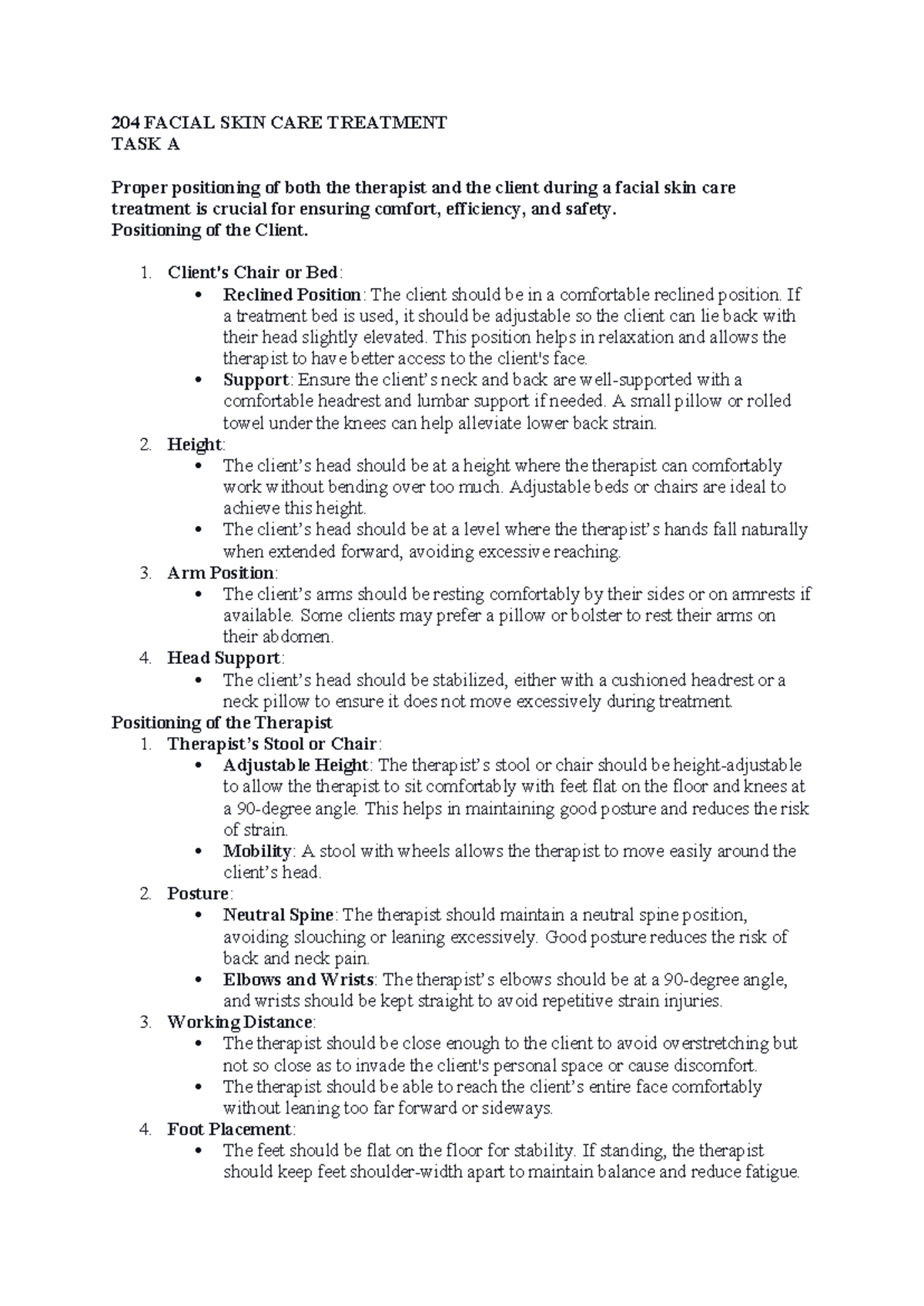 204 Facial Skin Care Treatment Protocol and Safety Guidelines - Studocu