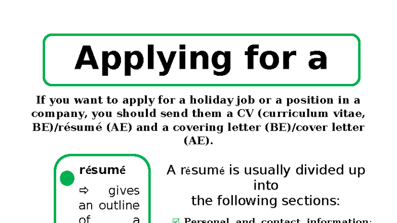 CV and Cover Letter Writing Guide for Job Applications - Studocu