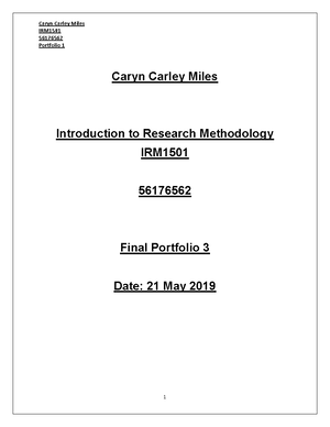 IRM1501 - Unisa - Introduction to Research Methodology - Studocu