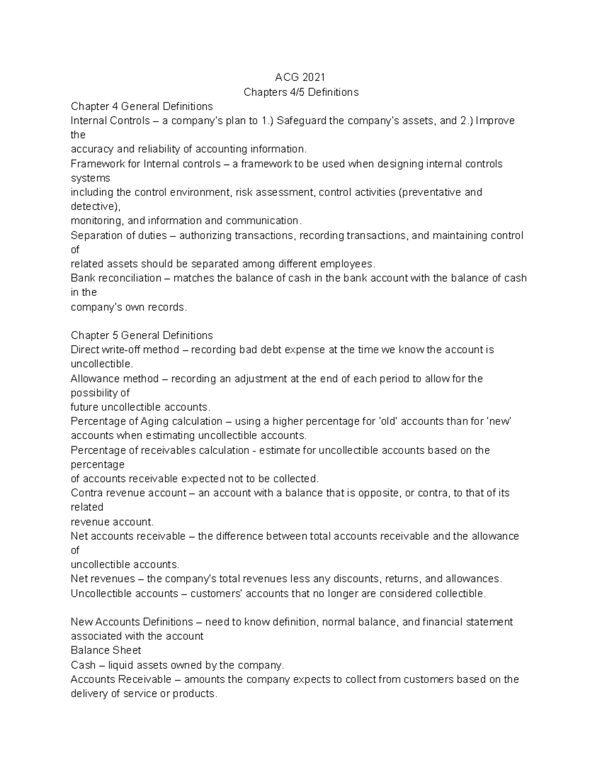 ACG 2021 Chapter 4-7 Definitions and Concepts in Accounting - ACG 2021 ...