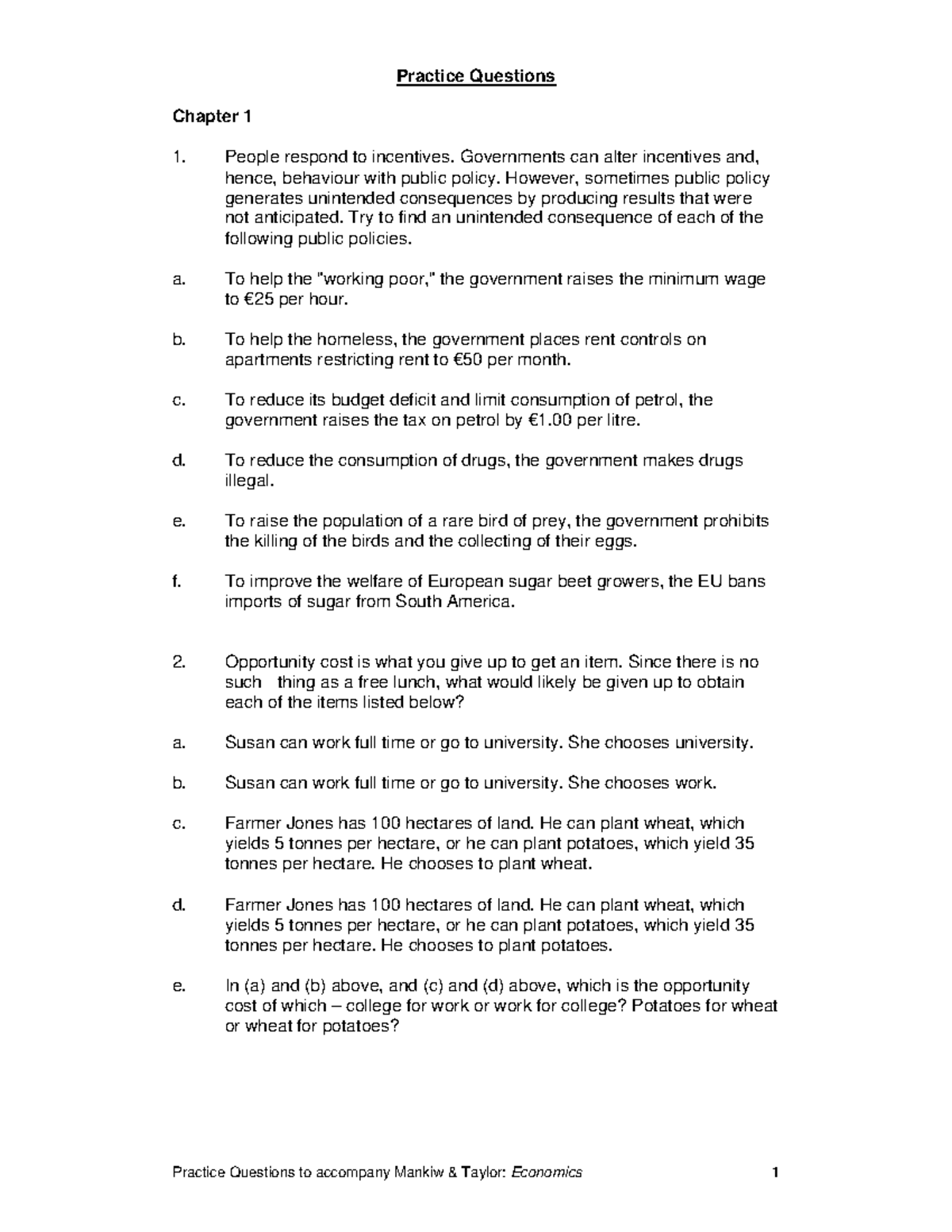Micro & Macro Economics Quizzes (ECO 101): Practice Questions Review ...