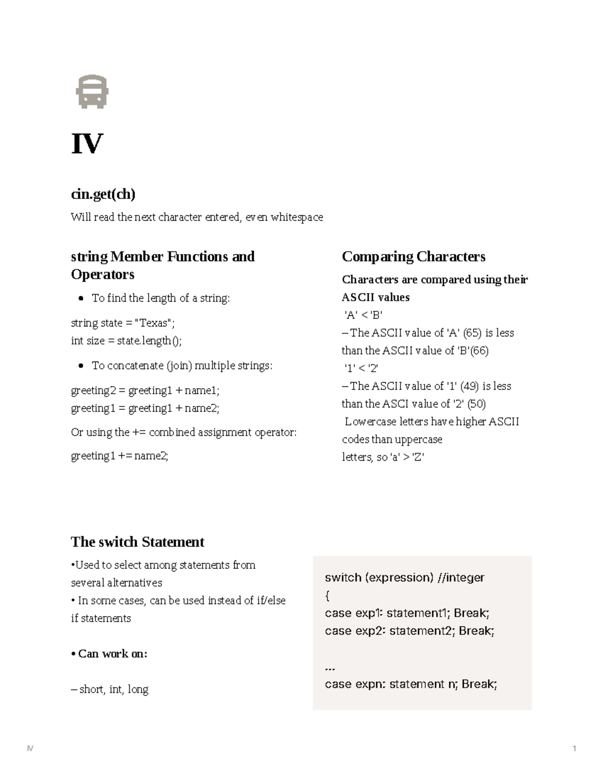 Cpp pt4 - c++ - IV cin(ch) Will read the next character entered, even ...