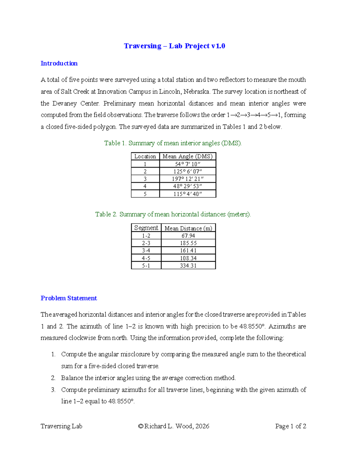Module 7 Lab - Traversing and GIS: Closed Traverse Analysis - Studocu