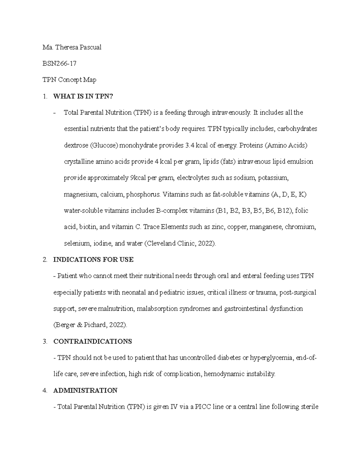 TPN Concept Maps Assignment - Ma. Theresa Pascual BSN266- TPN Concept ...
