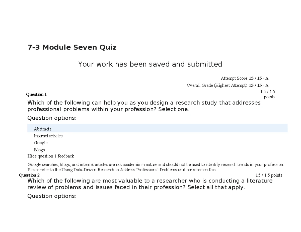 Check Your Knowledge: Mixed Methods in Research (Module 2, Non-graded ...