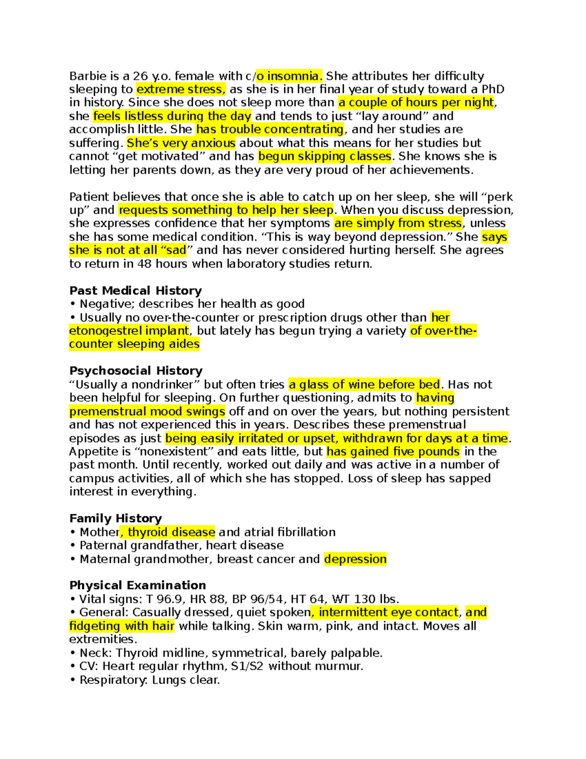 Case Study - Differential Diagnoses in Mental Health Disorders - Studocu