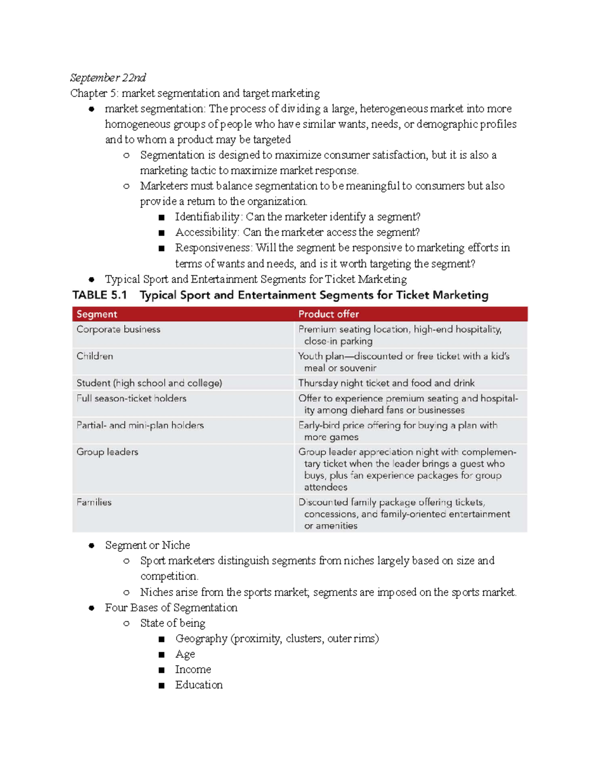Sports Marketing MKT 313 Midterm Study Guide: Segmentation & Branding ...