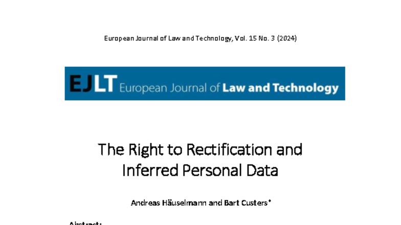 The Right to Rectification of Inferred Personal Data under GDPR ...