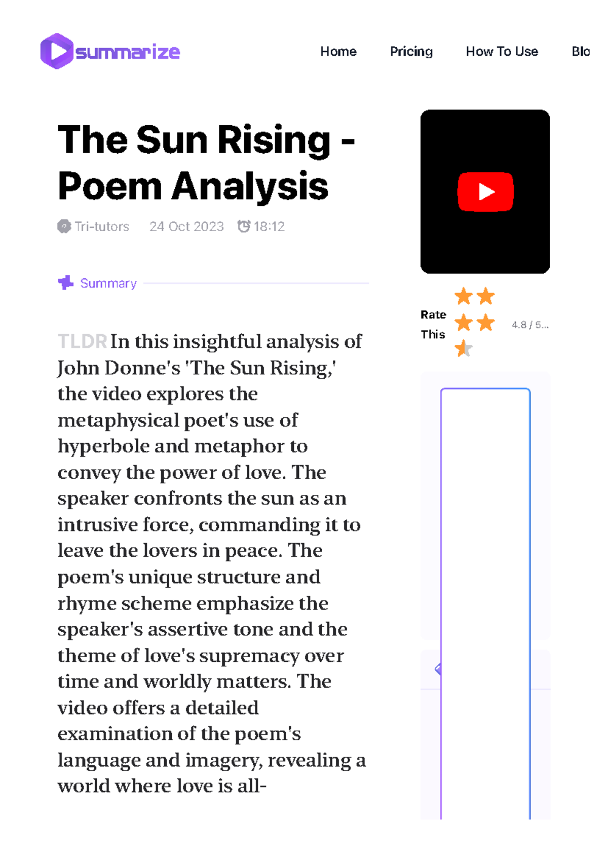 Analysis of John Donne's 'The Sun Rising' - Poem Insight (ENG201) - Studocu