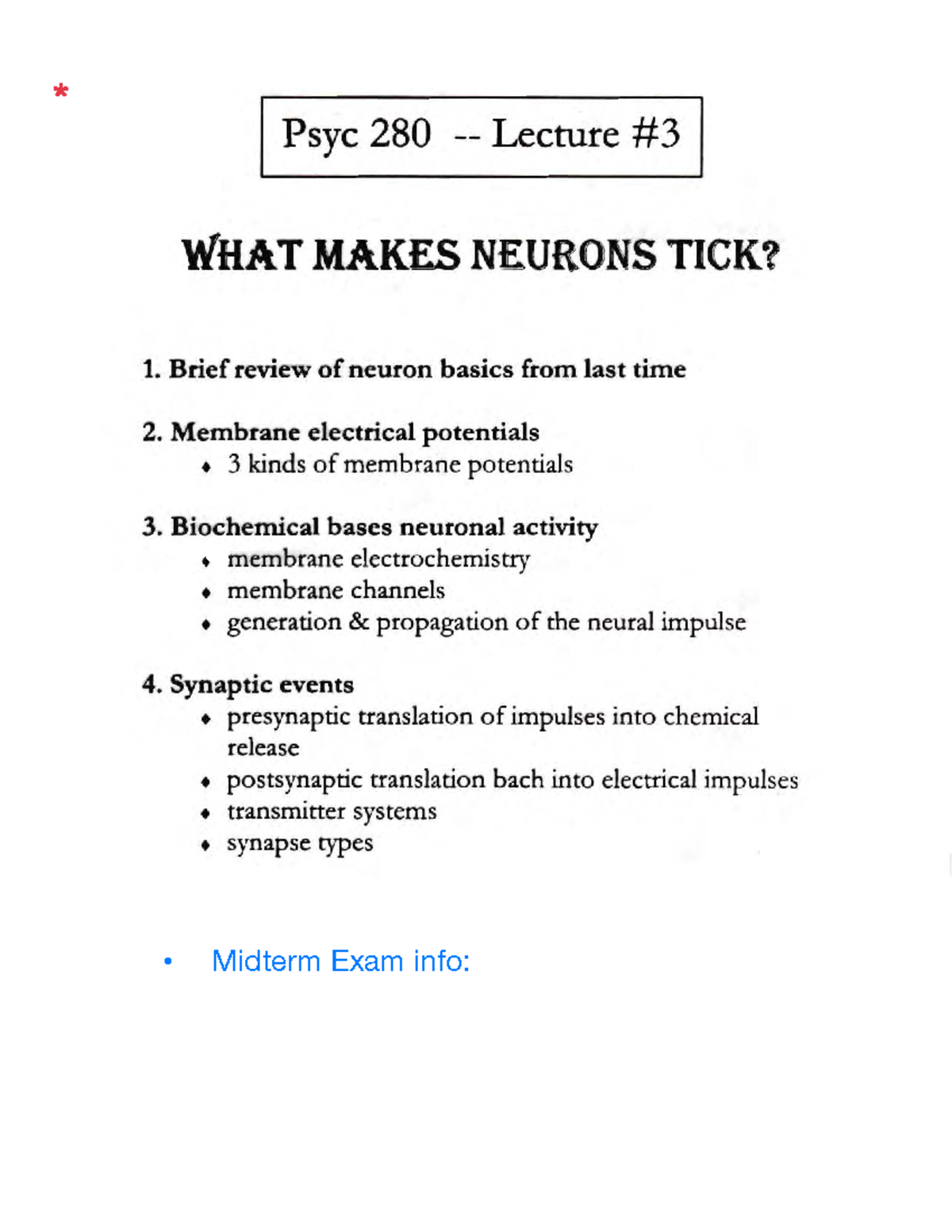 Psyc280 Lecture 03: Neurophysiology - Neuron Basics & Action Potentials ...