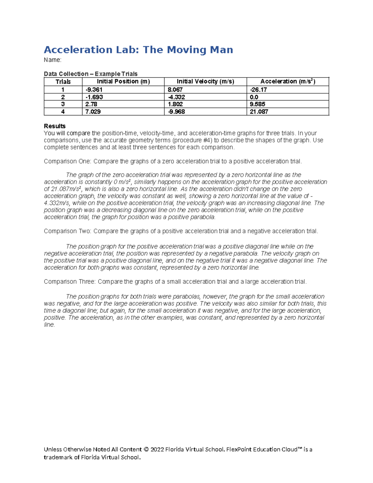 Acceleration Virtual Lab: Moving Man Experiment Analysis - Studocu