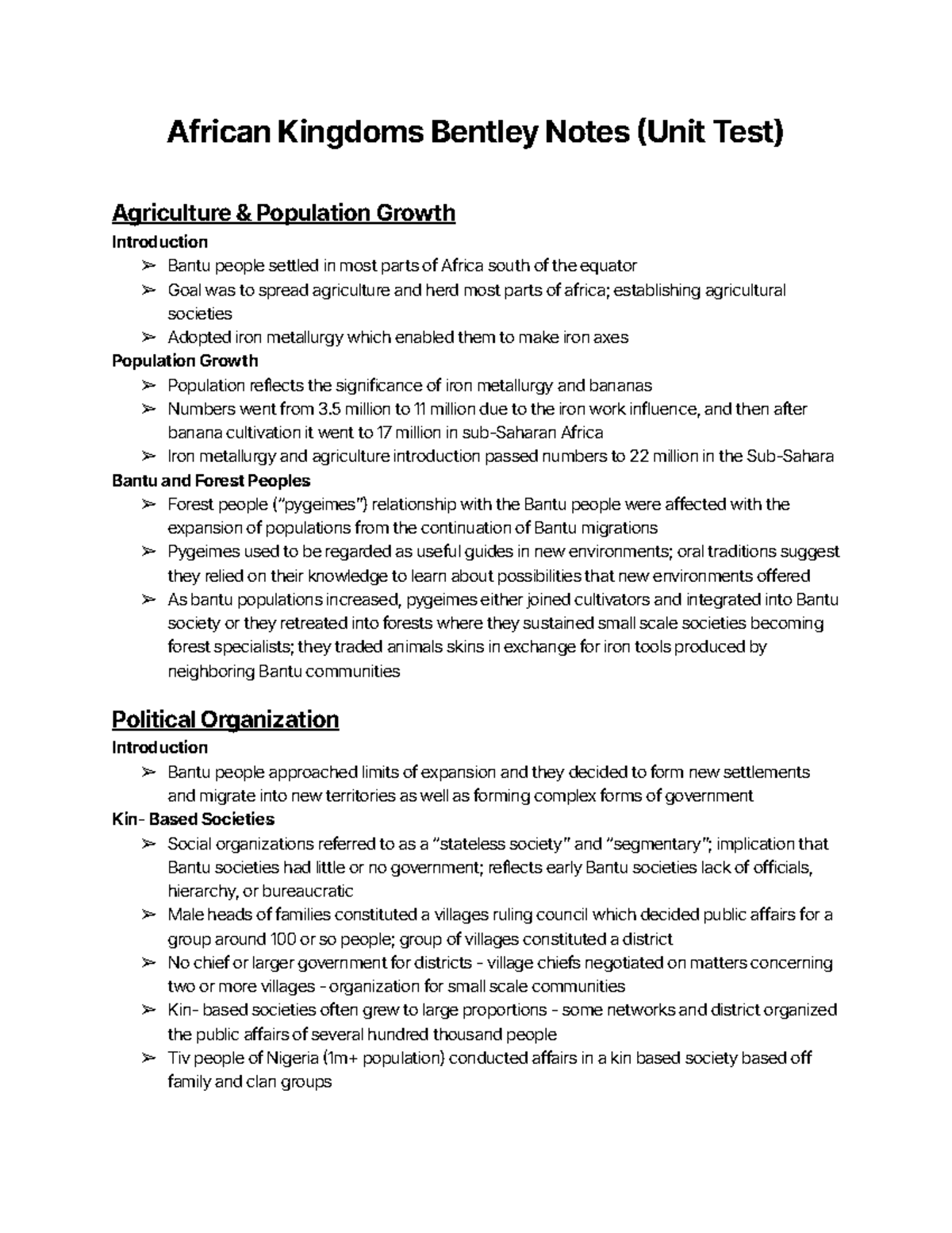 African Kingdoms Unit Test - Key Notes and Insights on Bantu Society ...