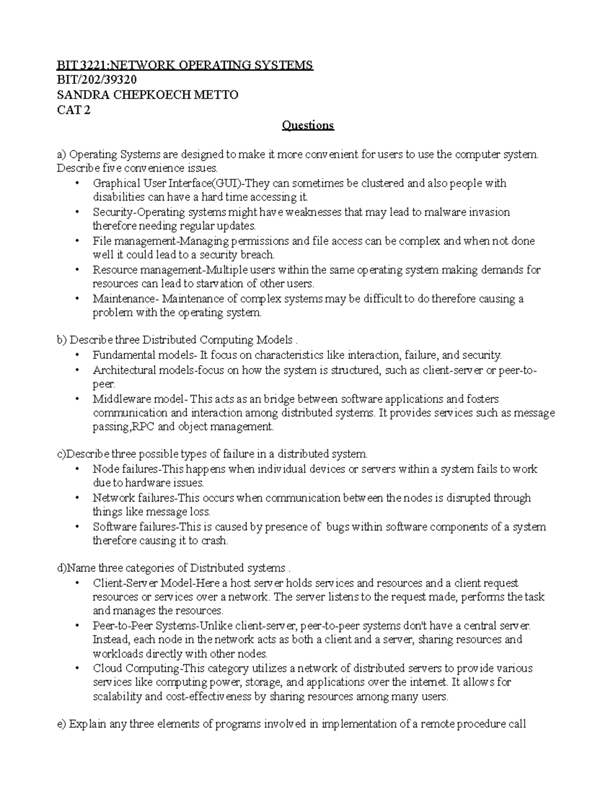 BIT 3221: Network Operating Systems CAT 2 Exam Questions and Answers - Studocu