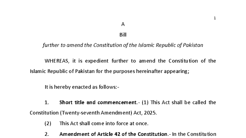 Final Constitutional Amendment Act, 2025 - Pakistan - Studocu