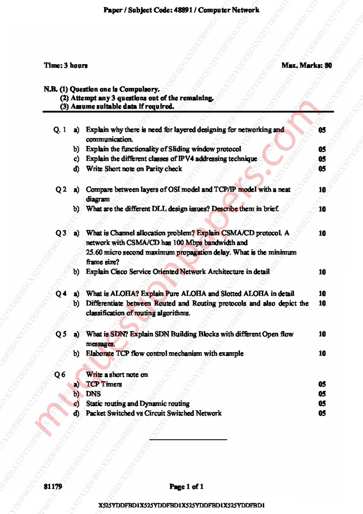 Computer Network Revision Notes: 48891 Semester 5 May 2025 - Studocu