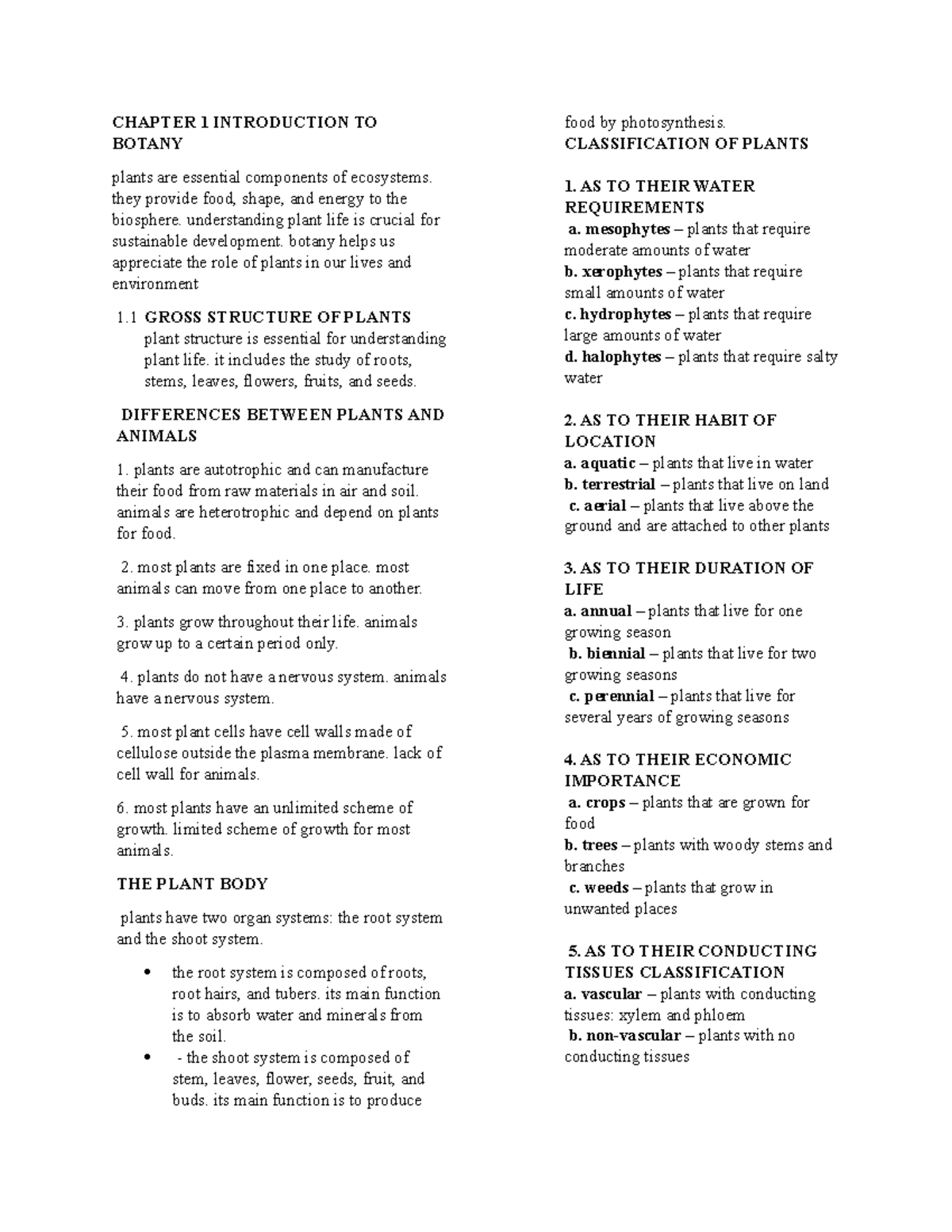 Botany Reviewer - CHAPTER 1: Introduction to Plant Science (CY 2022 ...