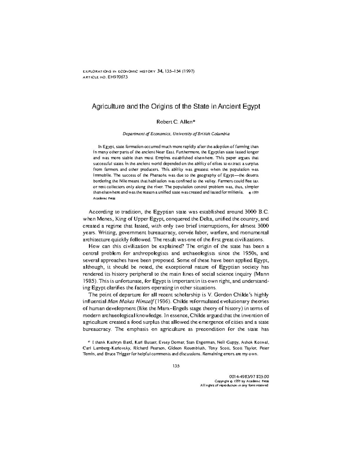 EEH 673: Agriculture and State Formation in Ancient Egypt - Studocu