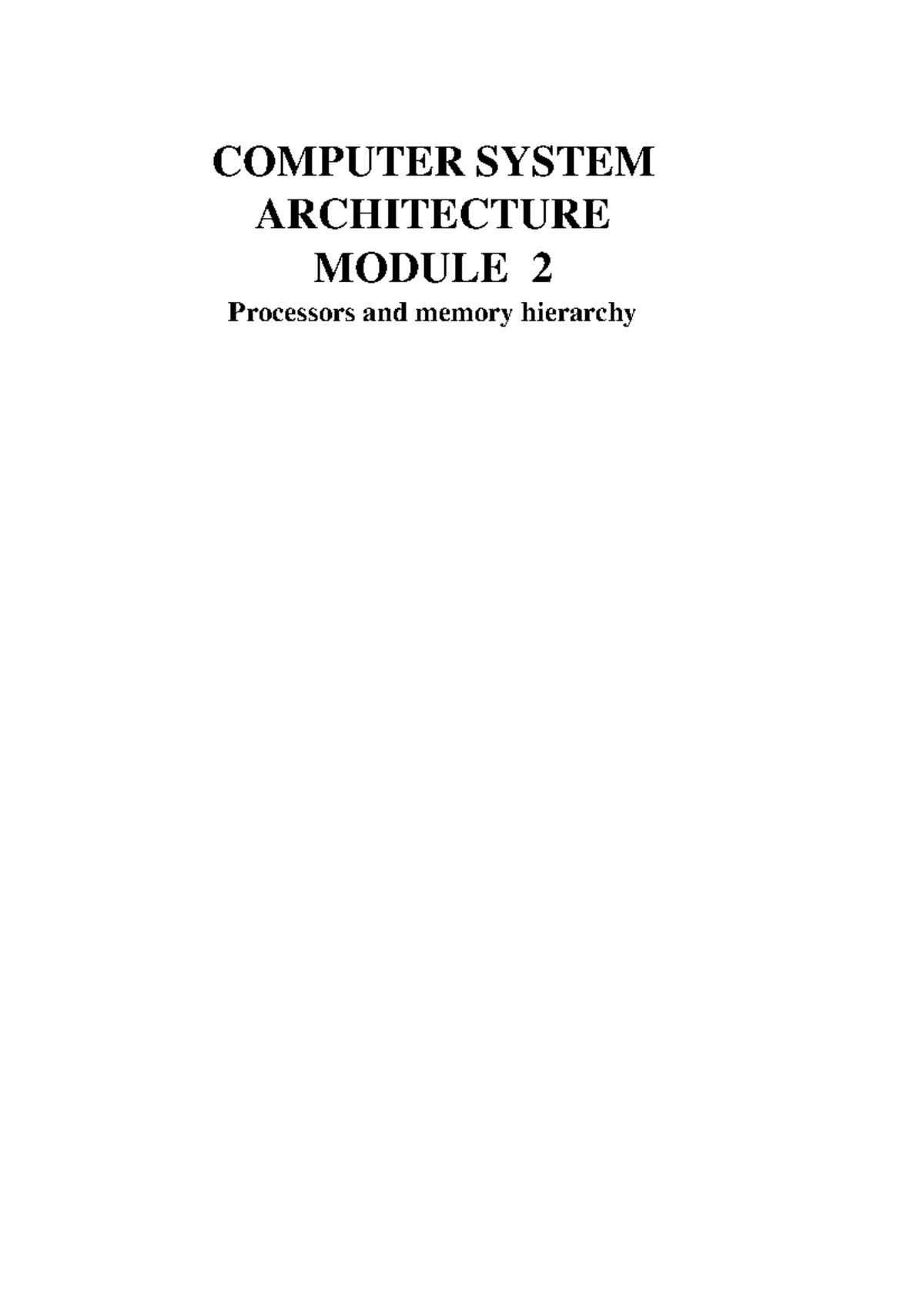 Computer System Architecture: Detailed Study on Processors (Module 2 ...