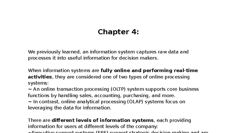 Chapter 4: Understanding Online Processing Systems and Cloud Computing ...