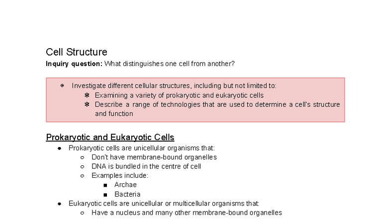 Biology - Module 1 - Exam Notes: Cell Structure & Function Insights ...