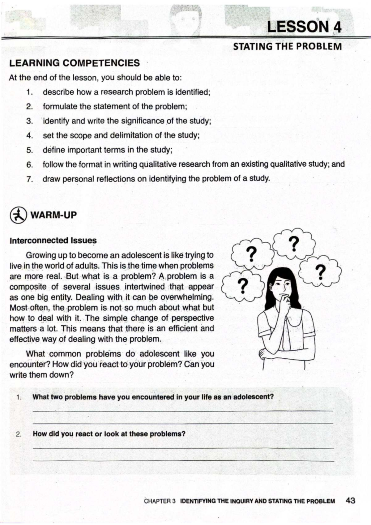 PRAC RES 1: Lesson 4 - Stating the Problem and Inquiry - Studocu