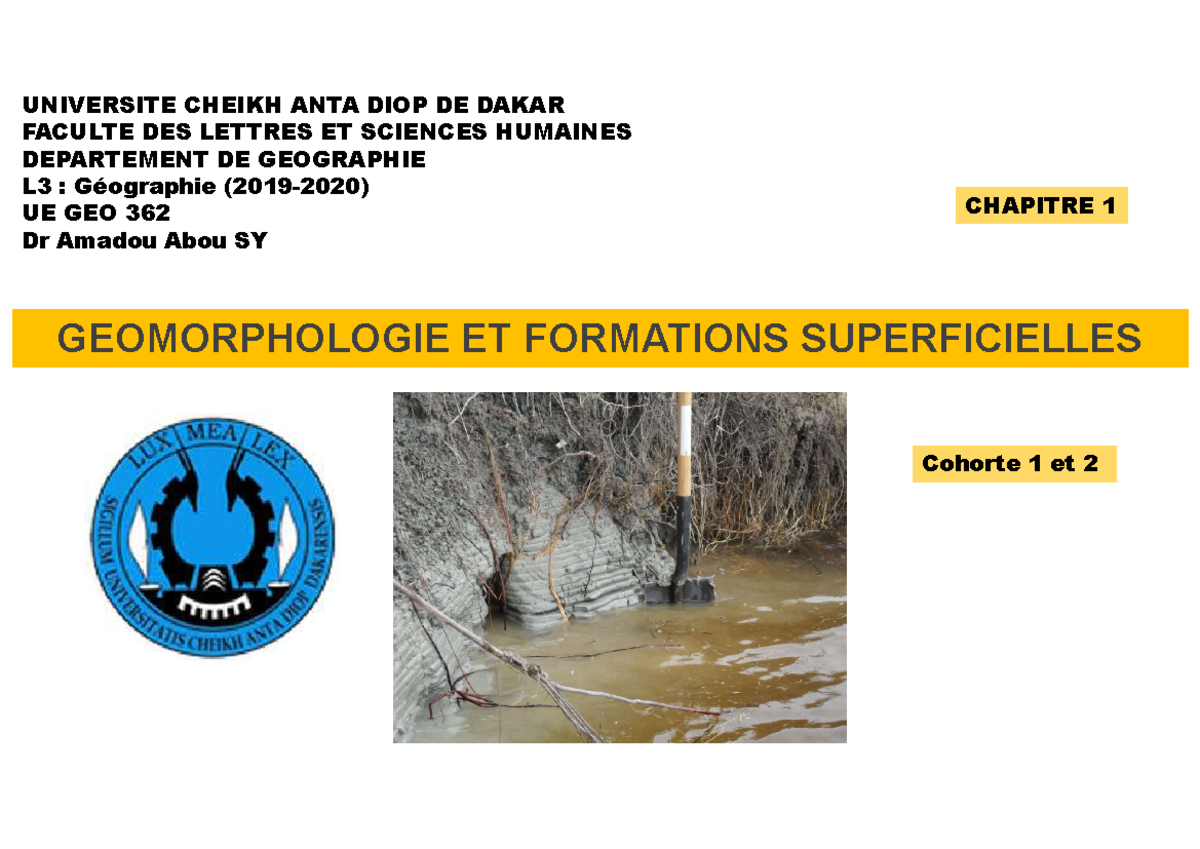 GEO 362 Cours Synthétique sur la Géomorphologie et Formations ...