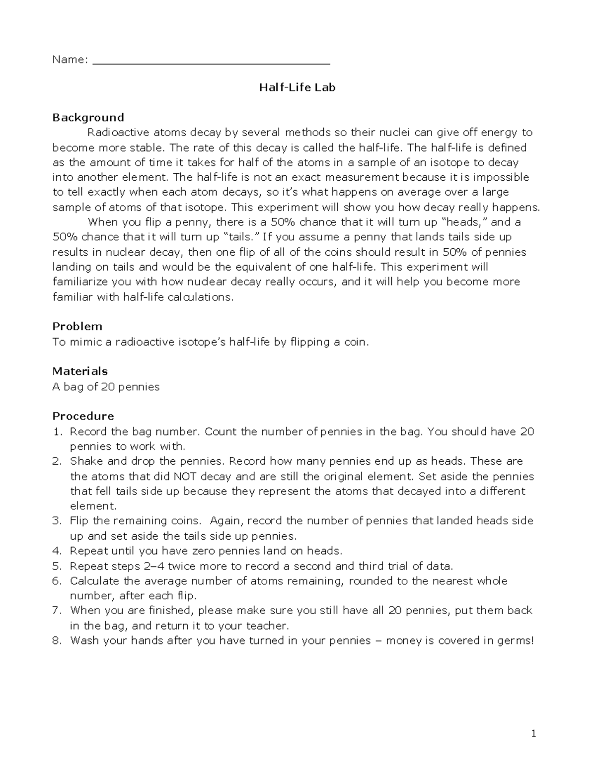 Lab Experiment: Understanding Radioactive Decay & Half-Life Methods ...