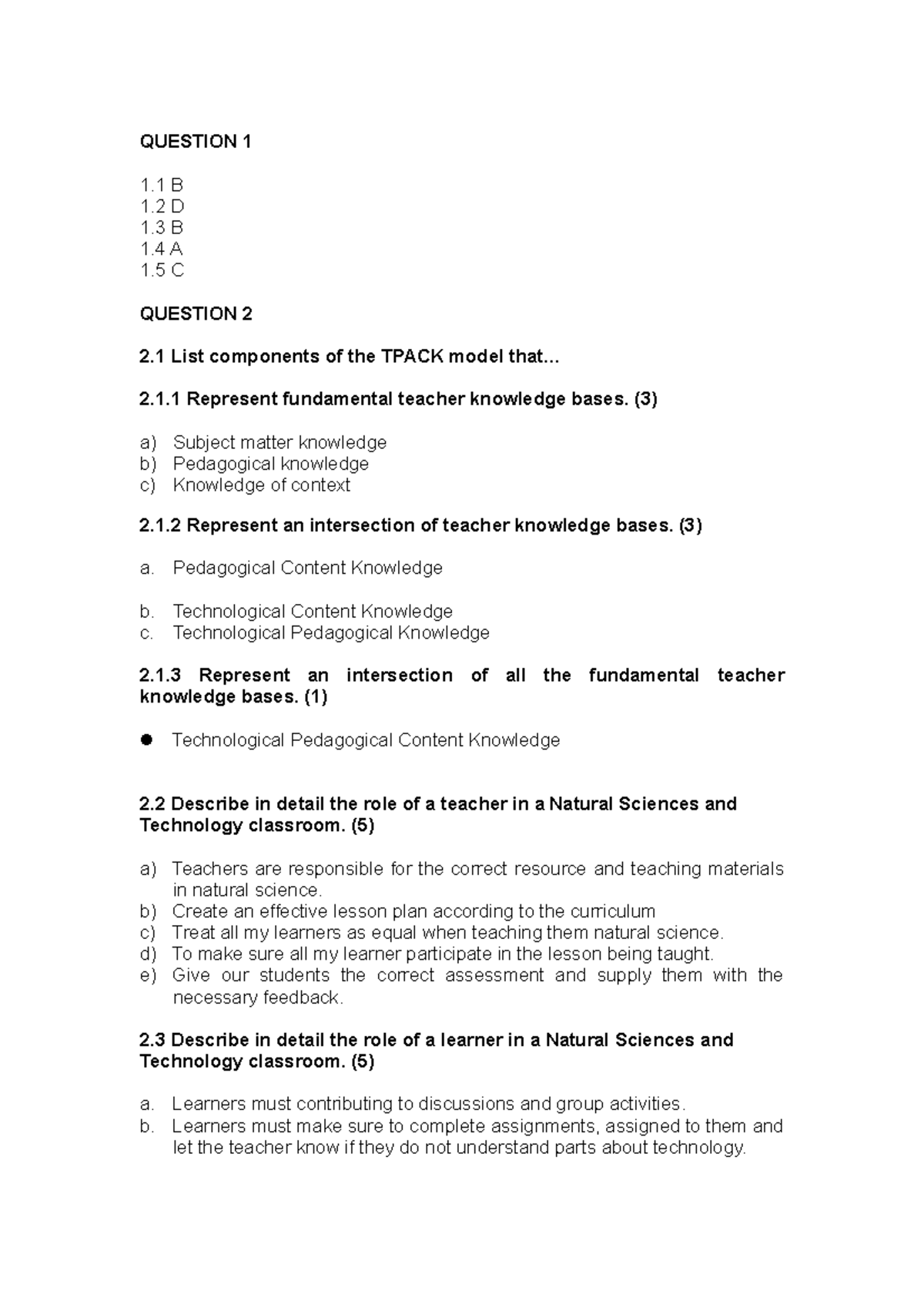 TMN3705 Final Exam 2 Study Guide on Natural Sciences and Technology ...