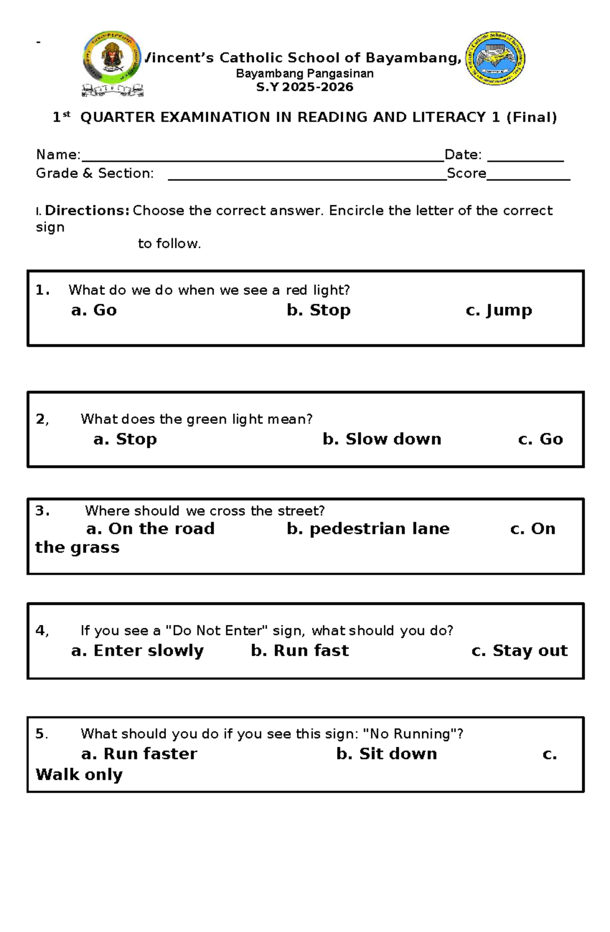 1st Quarter Final Exam in Reading and Literacy 1 (TQ) - Studocu