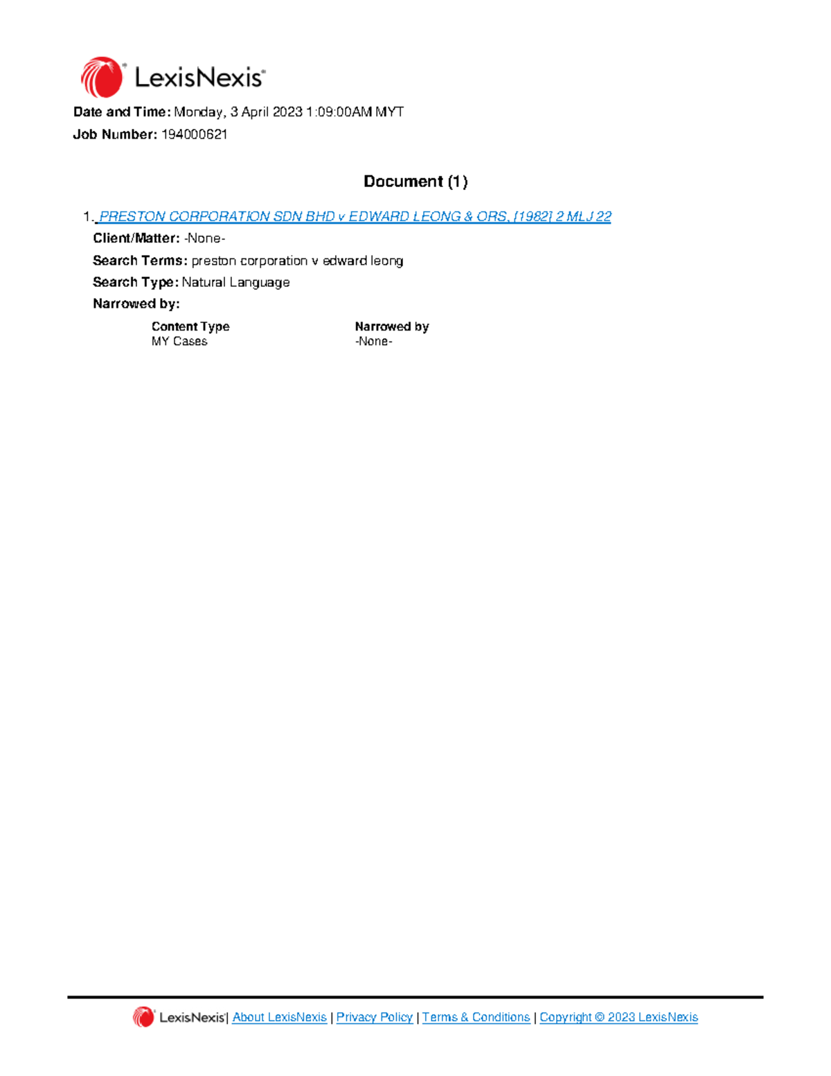 Case Analysis: Preston Corp SDN BHD v Edward Leong & ORS, 2 MLJ 22 ...