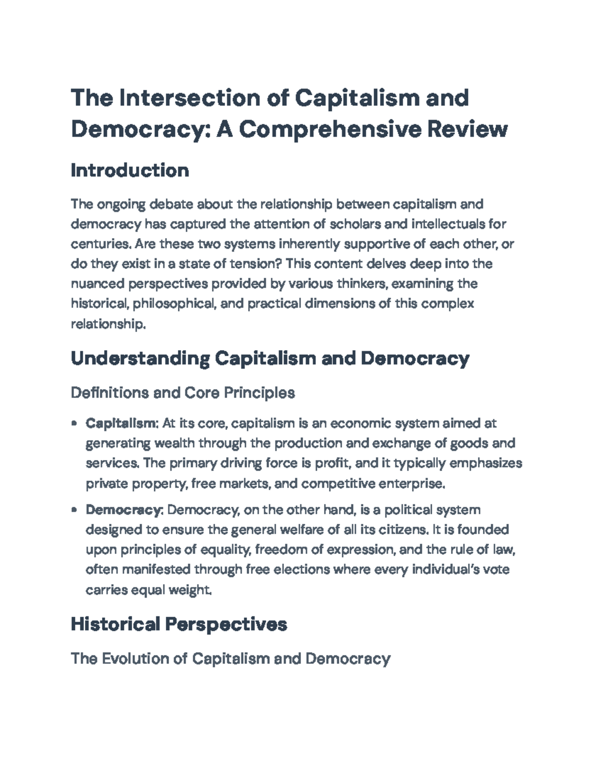 The Intersection of Capitalism and Democracy: A Detailed Analysis - The ...