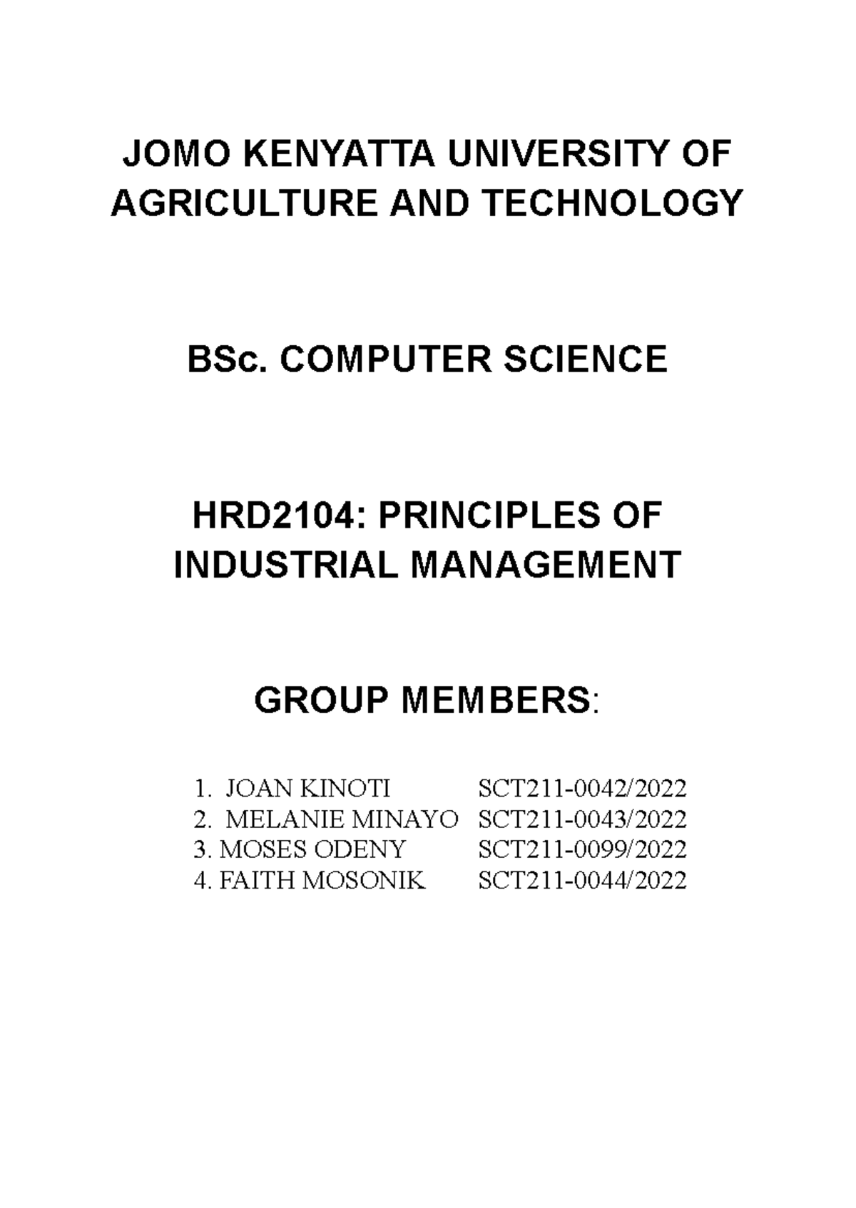 HRD2104: Principles of Industrial Management - Group A1 Study Notes ...