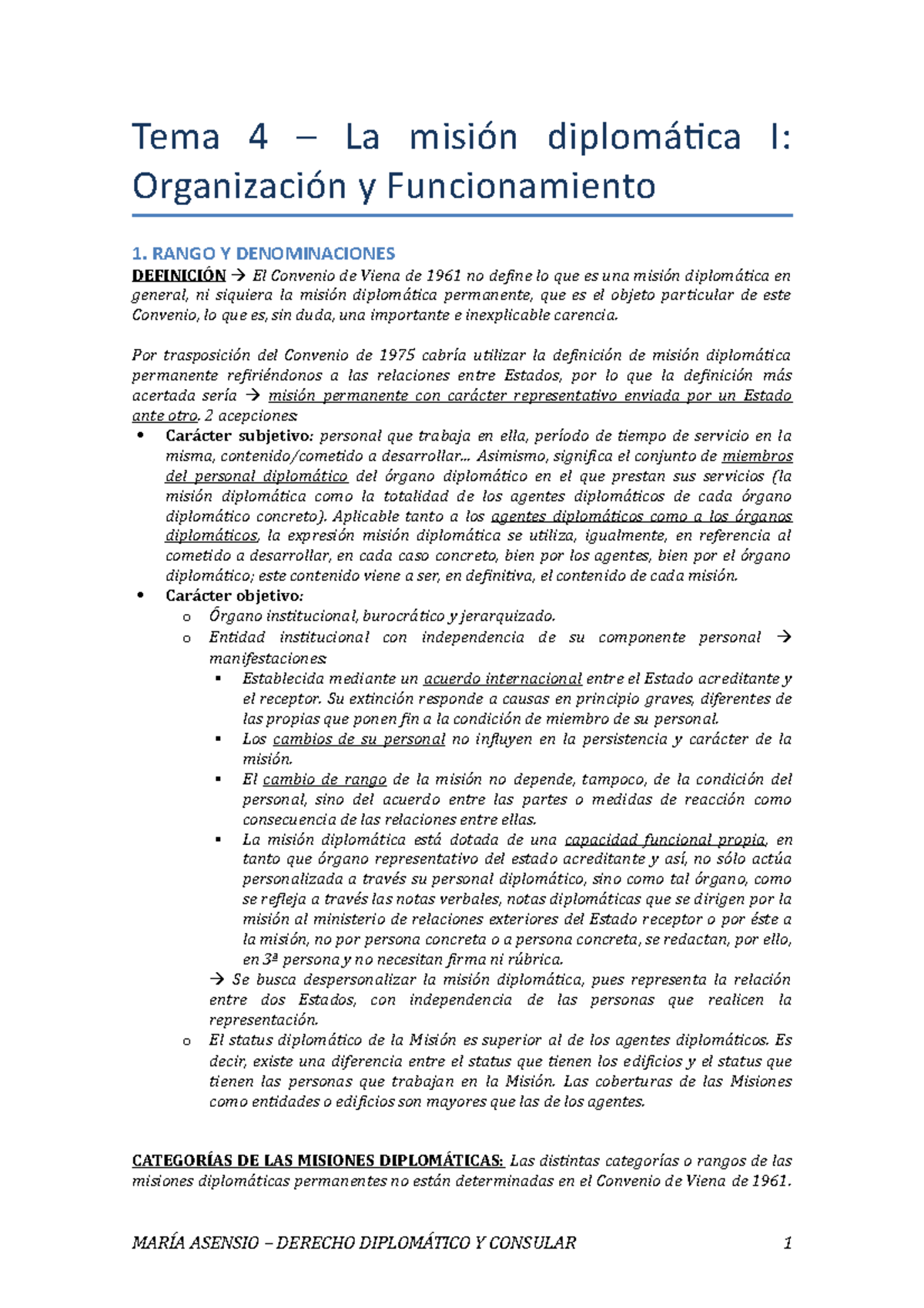 Tema 4 – La misión diplomática I - Tema 4 – La misión diplomática I ...