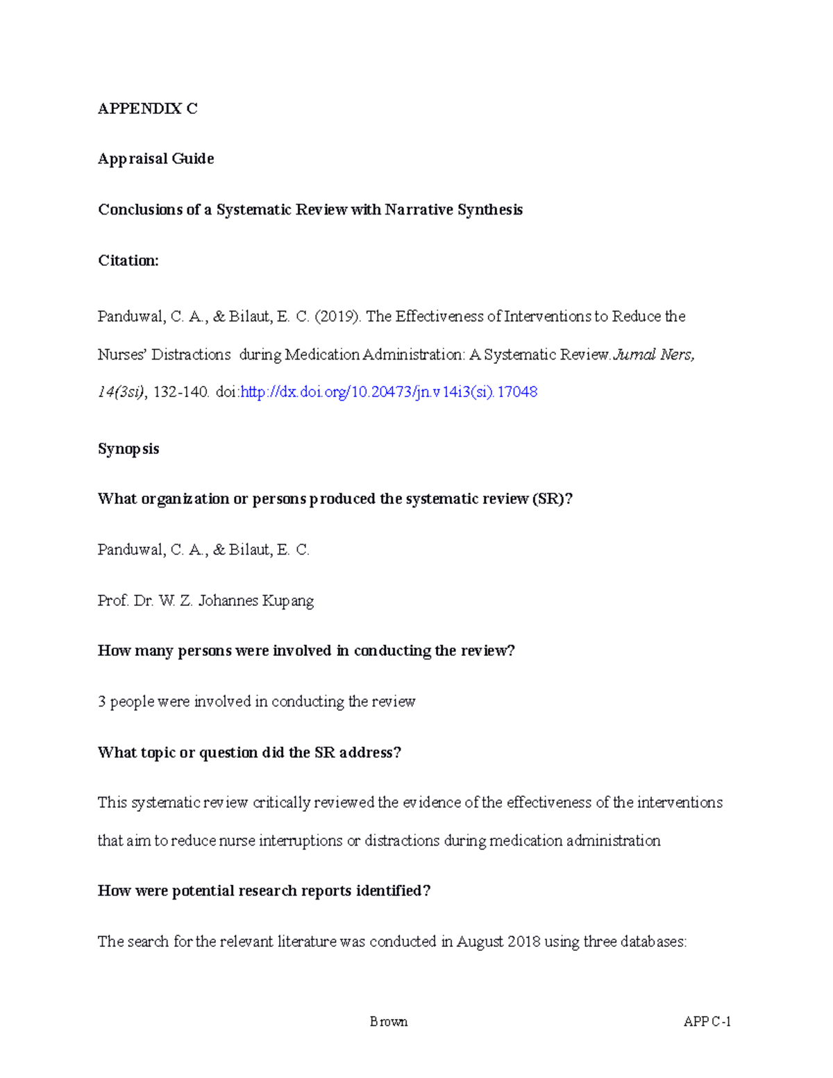 Systematic Review: Reducing Nurse Distractions in Medication Admin ...