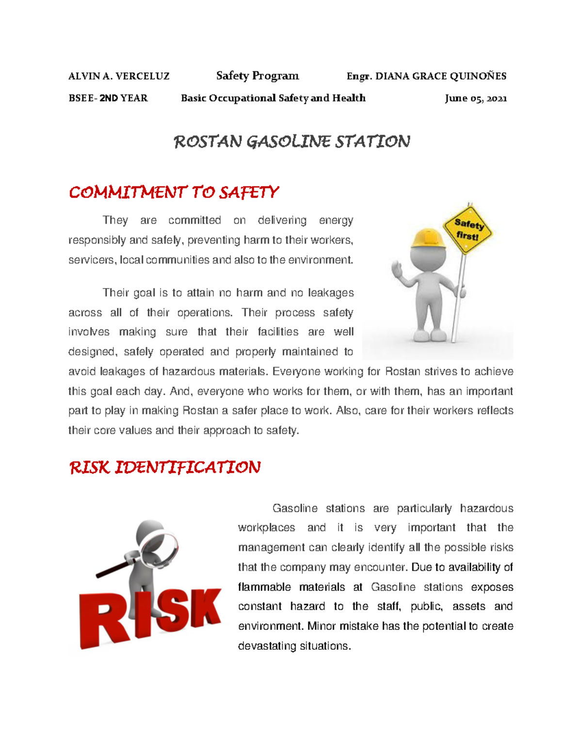 Verceluz BOSH - none - ALVIN A. VERCELUZ Safety Program Engr. DIANA ...