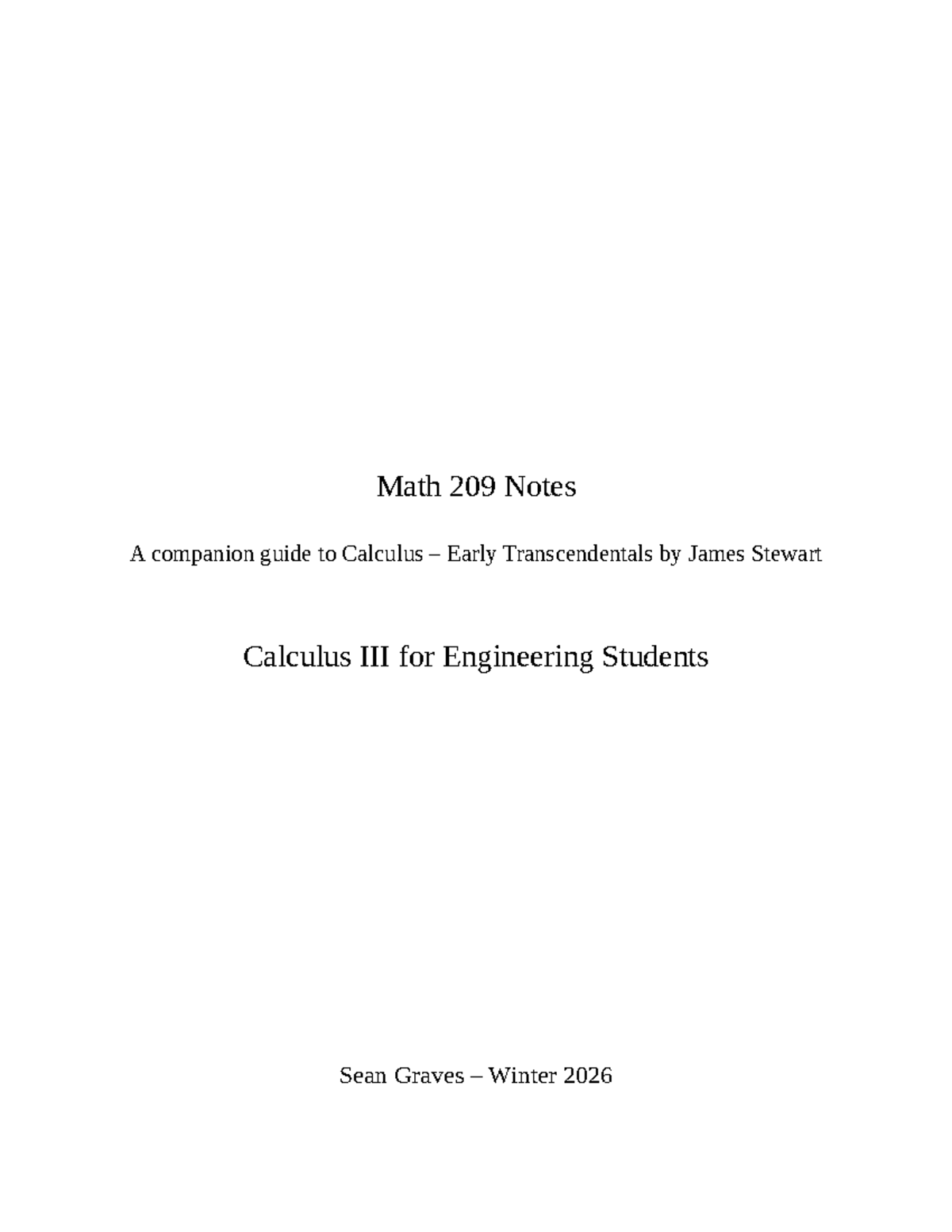 Math 209 Full Notes: Calculus Early Transcendentals for Engineers - Studocu