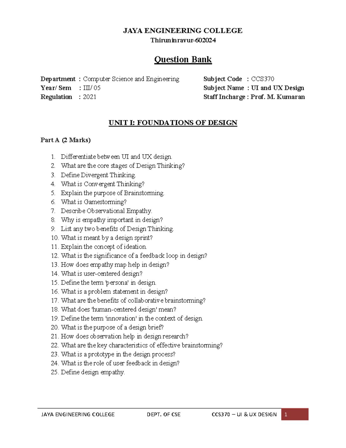 CCS370 - UI & UX Design - Comprehensive Question Bank for Exams - Studocu