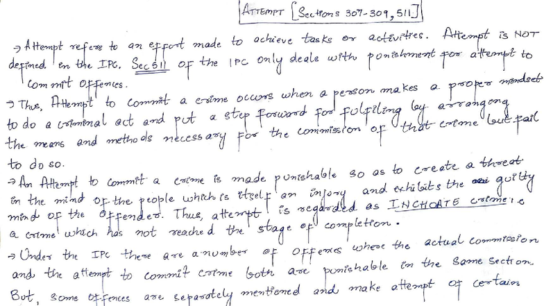 Attempt Under IPC: Understanding Sec 51 & Sec 307 - Bns - Studocu
