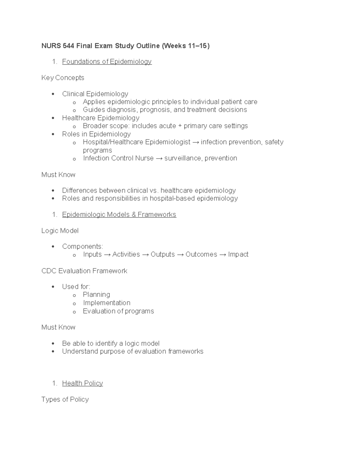 NURS 544 Final Exam Study Guide: Key Concepts in Epidemiology - Studocu