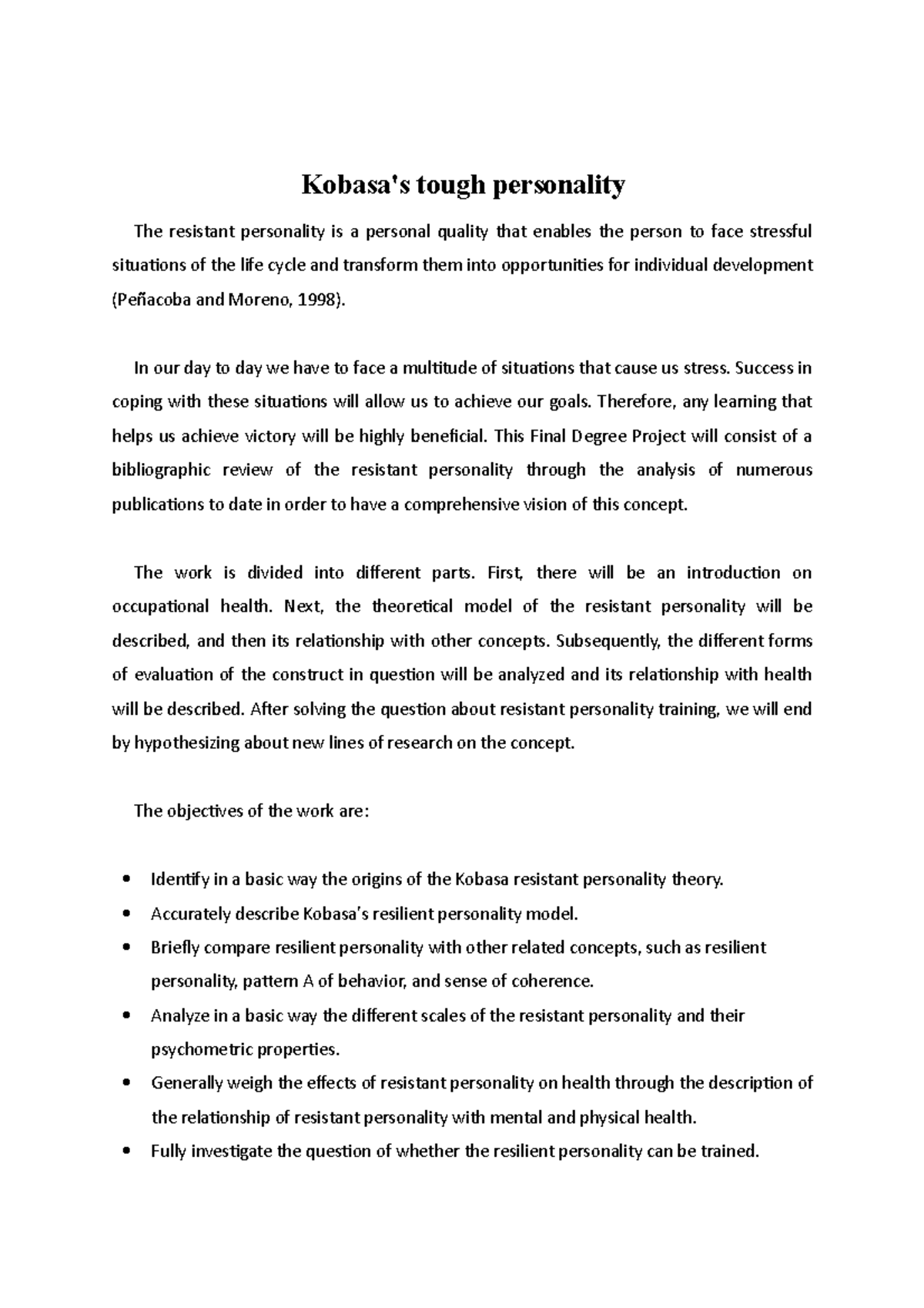 Kobasa's Tough Personality: A Comprehensive Review of Resilience in ...
