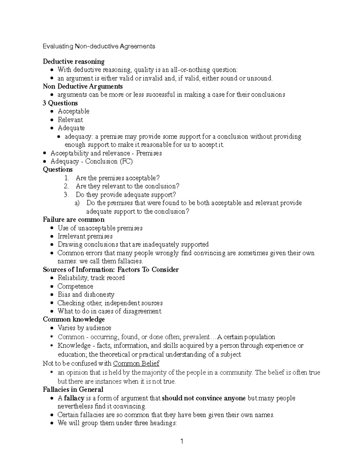 Non Deductive Arguements (fallicies) - Evaluating Non-deductive ...