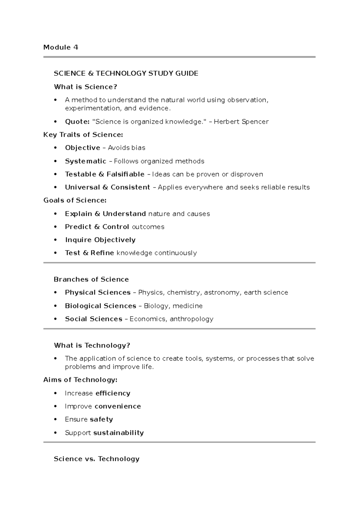 Module 4 SCIENCE & TECHNOLOGY STUDY GUIDE: Key Concepts & Revolutions ...