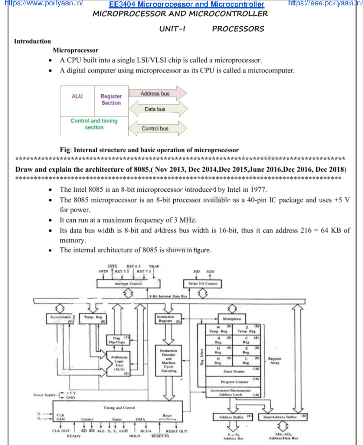 EE3404 Microprocessor & Microcontroller: Comprehensive Unit Notes - Studocu