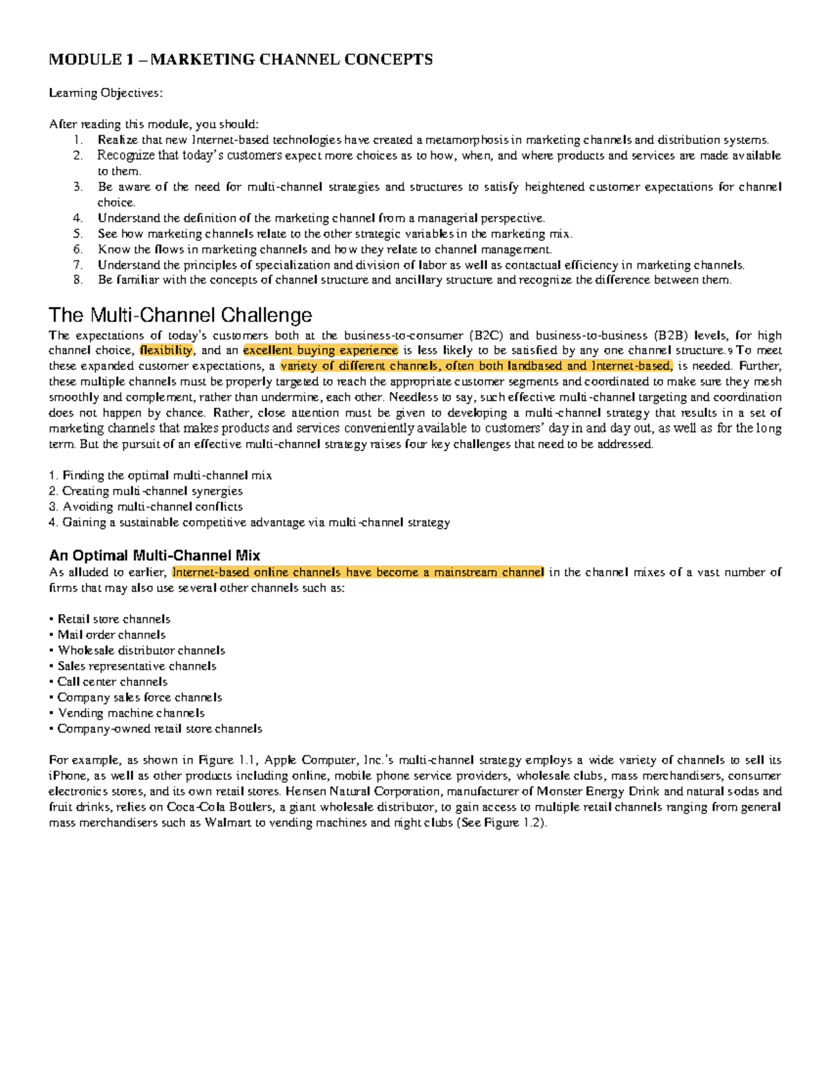 Module 1 - Marketing Channel Concepts Overview and Key Insights - Studocu