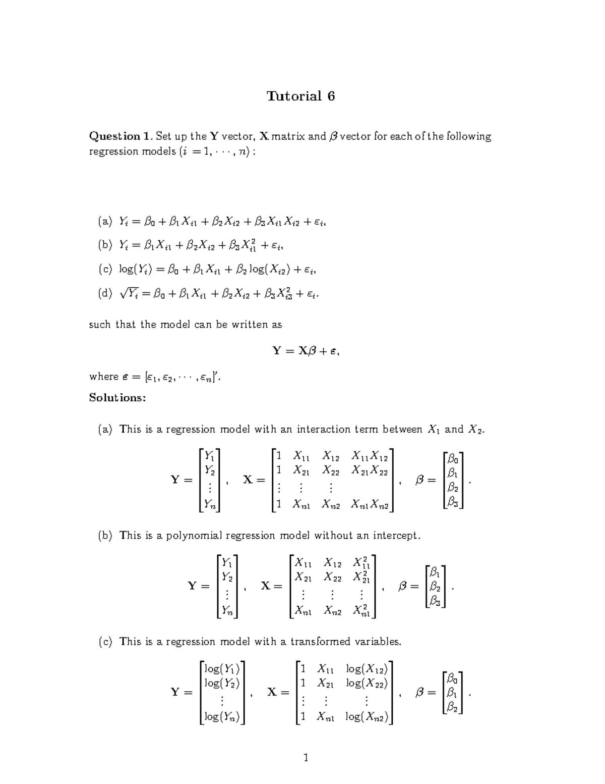 Tutorial 6 Solutions: Regression Models and General Linear Analysis ...
