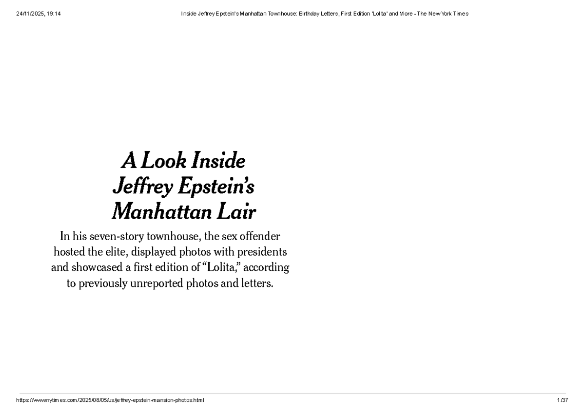 Inside Jeffrey Epstein's Manhattan Townhouse: Birthday Letters & More ...