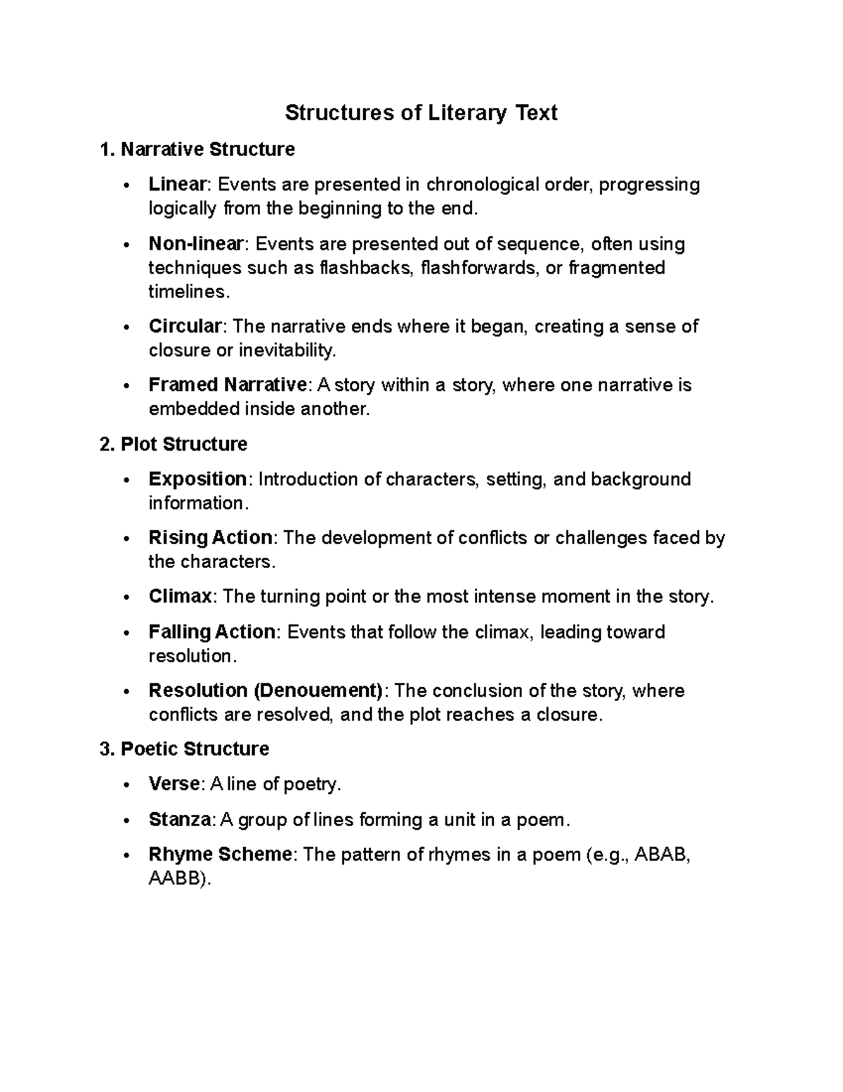 Literary Structures Analysis for ENG 201: Narrative, Plot, and Poetry ...