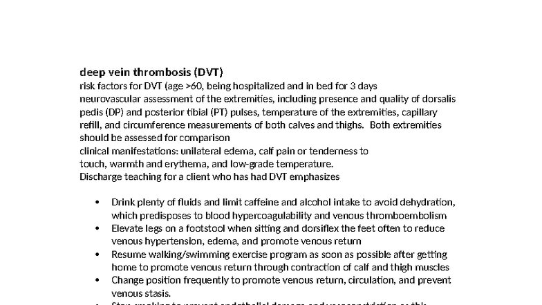 U World Cardiac final - CASE STUDY - deep vein thrombosis (DVT) risk ...