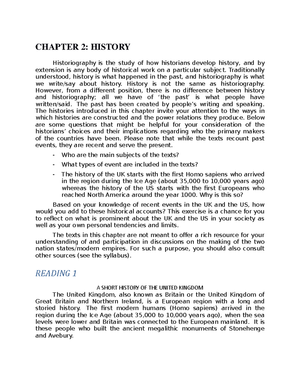 Chapter 2 - History - Lecture notes 2 - CHAPTER 2: HISTORY ...